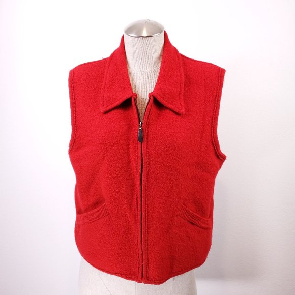 Vintage | Jackets & Coats | Vintage Limited America Red Wool Zip Vest ...